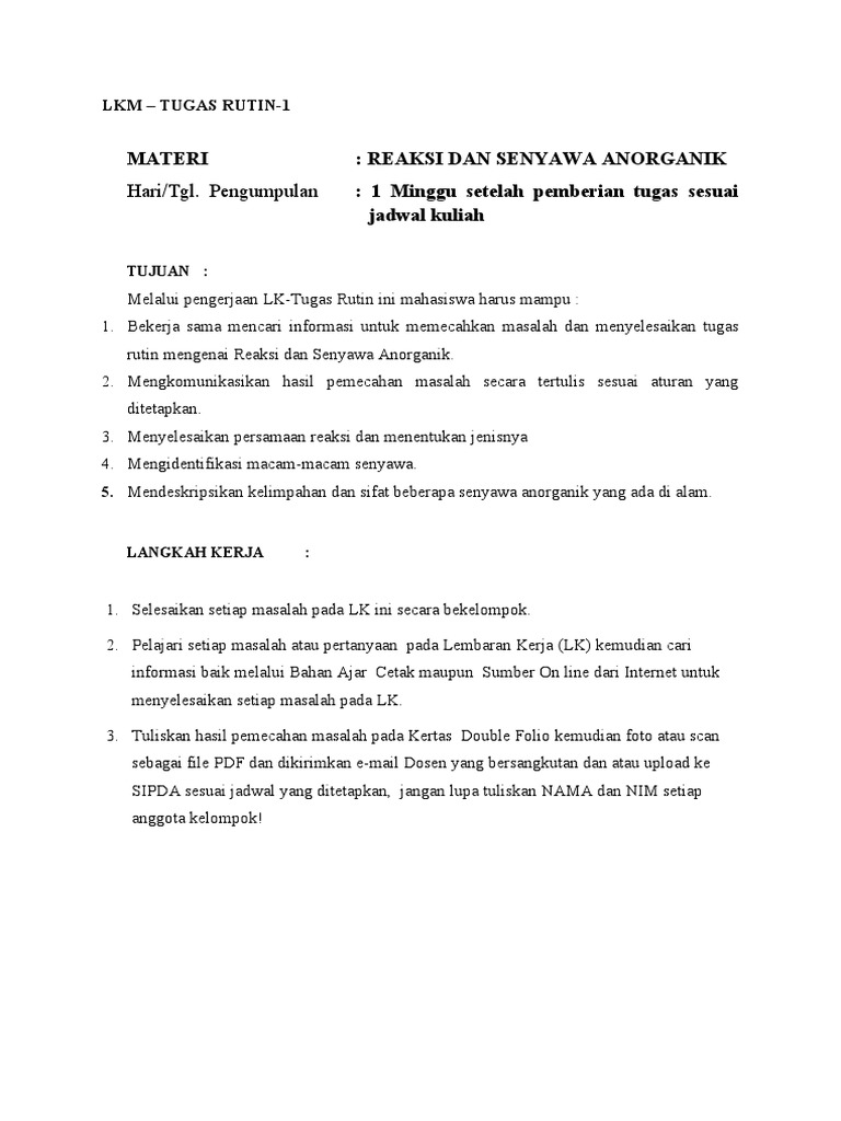 LKM - Tugas Rutin | PDF