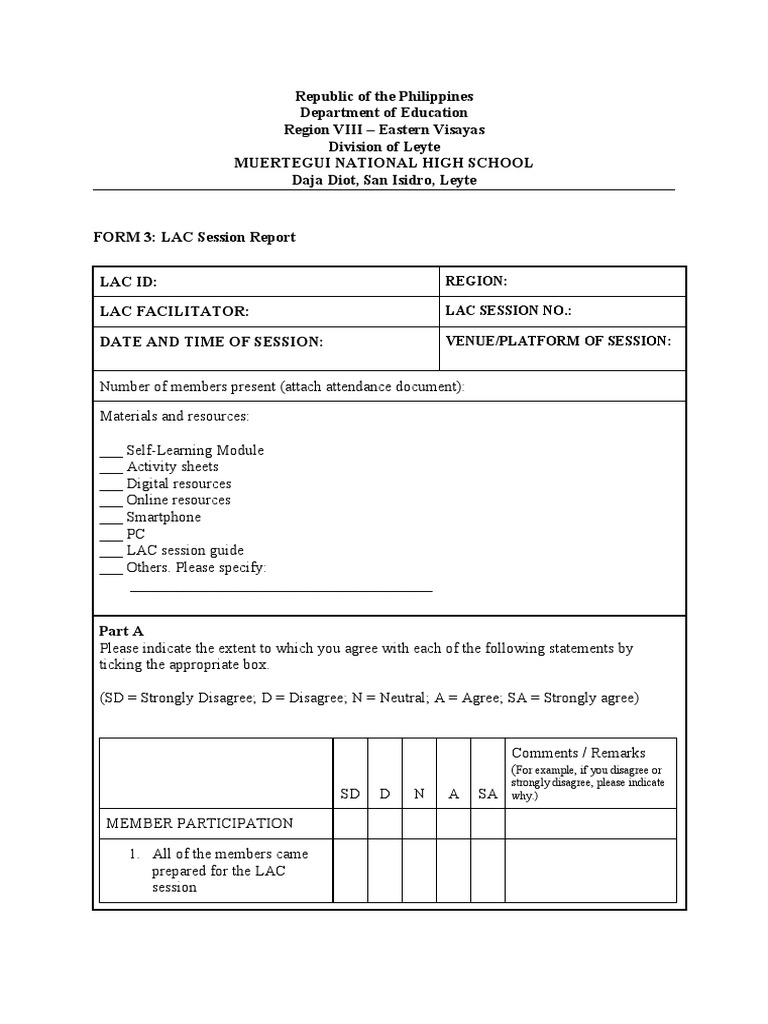 Form 3. LAC Session Report | PDF | Teaching | Behavior Modification