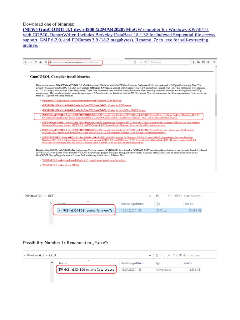Install MinGW GnuCOBOL 3.1 | PDF