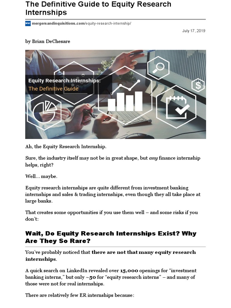 The Definitive Guide To Equity Research Internships | PDF