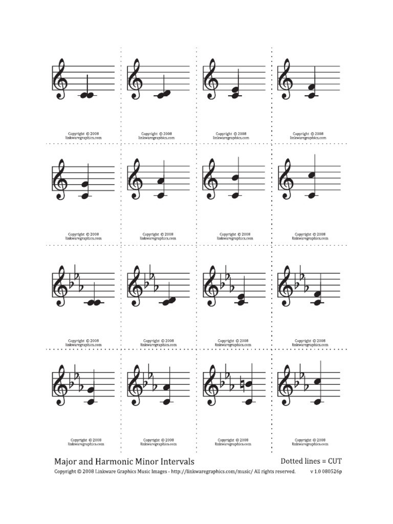 Music Intervals v1 Flash Cards Handout | PDF