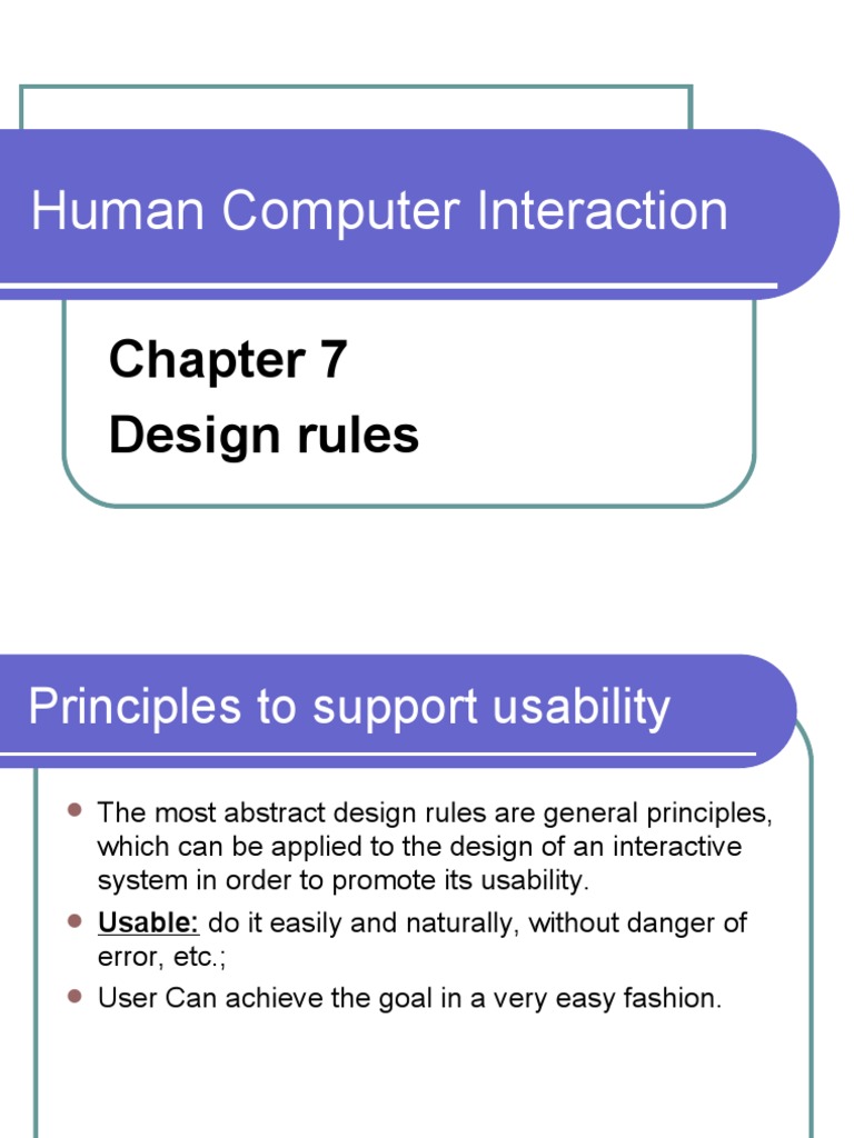 Human Computer Interaction: Design Rules | PDF | Usability | System