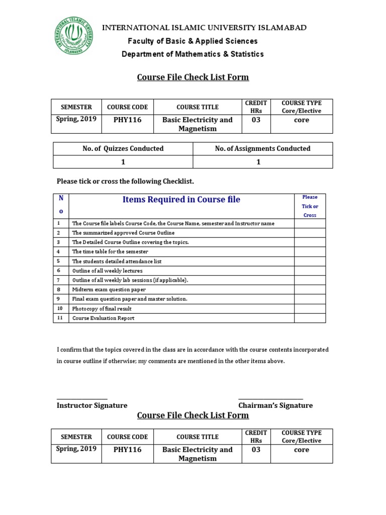 Checklist of Course Folders | PDF | Magnetic Field | Capacitor