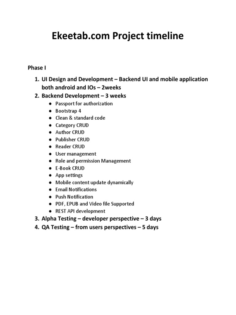 Ekeetab - Development Timeline | PDF | Business | Computers
