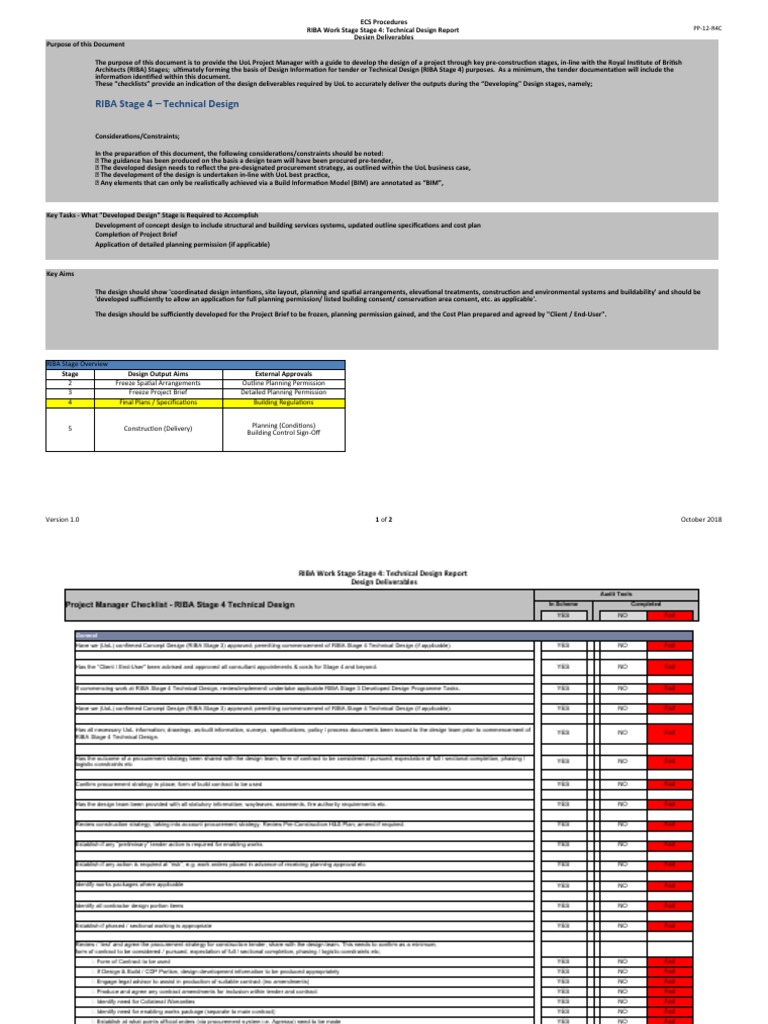 ECS Procedures RIBA Work Stage Stage 4: Technical Design Report Design ...