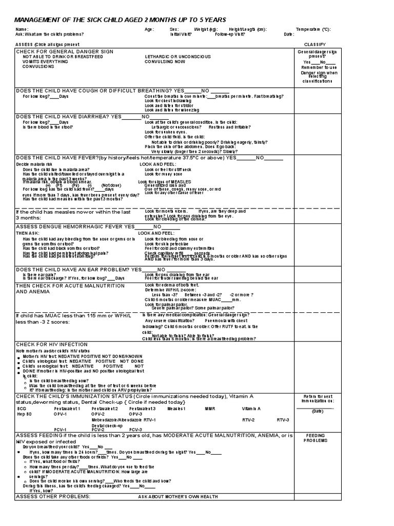 Imci Form | PDF | Breastfeeding | Malnutrition