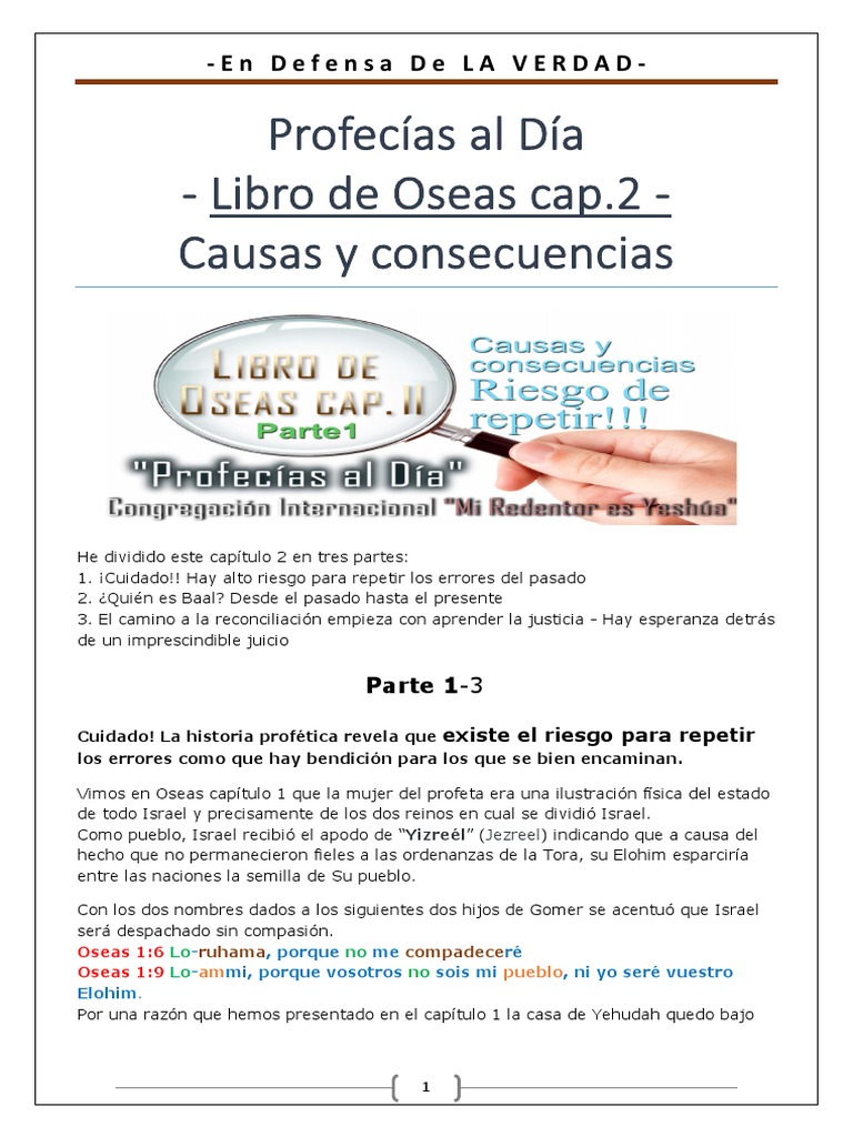 Libro de Oseas - Cap 2 - Causas y Consecuencias - Profecias Al Día ...