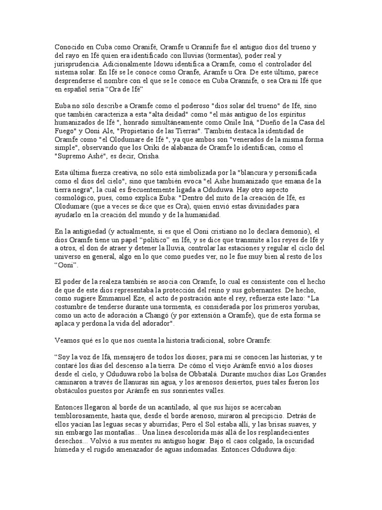 ¿Orannife Oramfe El Precursor de Changó en Ilé Ifé | PDF | Religión y ...