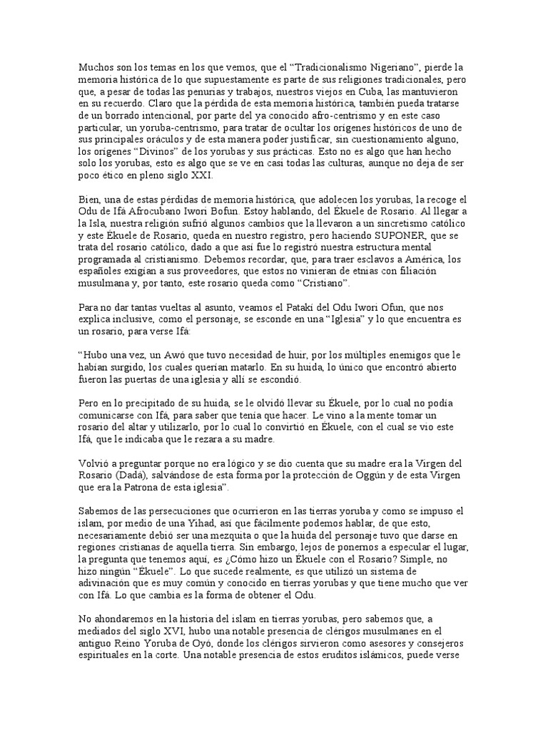 Iwori Bofun, Adivinación Por El Rosario ¿Otro Insulto de "Invento ...