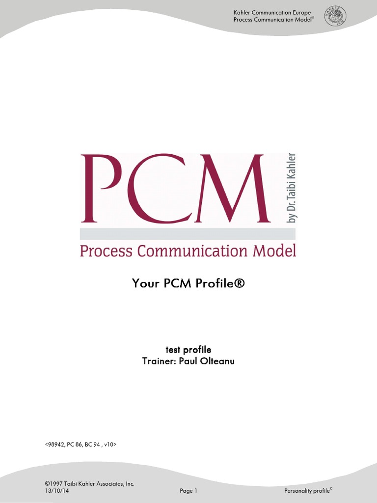 Your PCM Profile® Your PCM Profile® Your PCM Profile® Your PCM Profile ...
