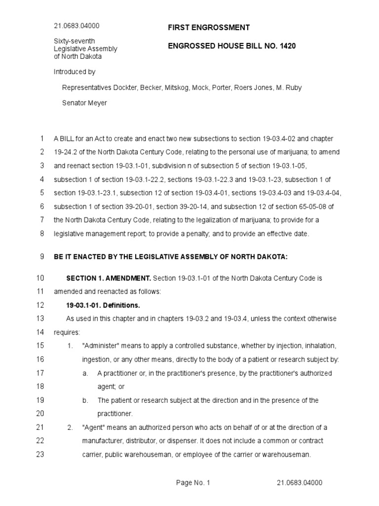 HB 1420 | PDF | Controlled Substances Act | United States Federal ...