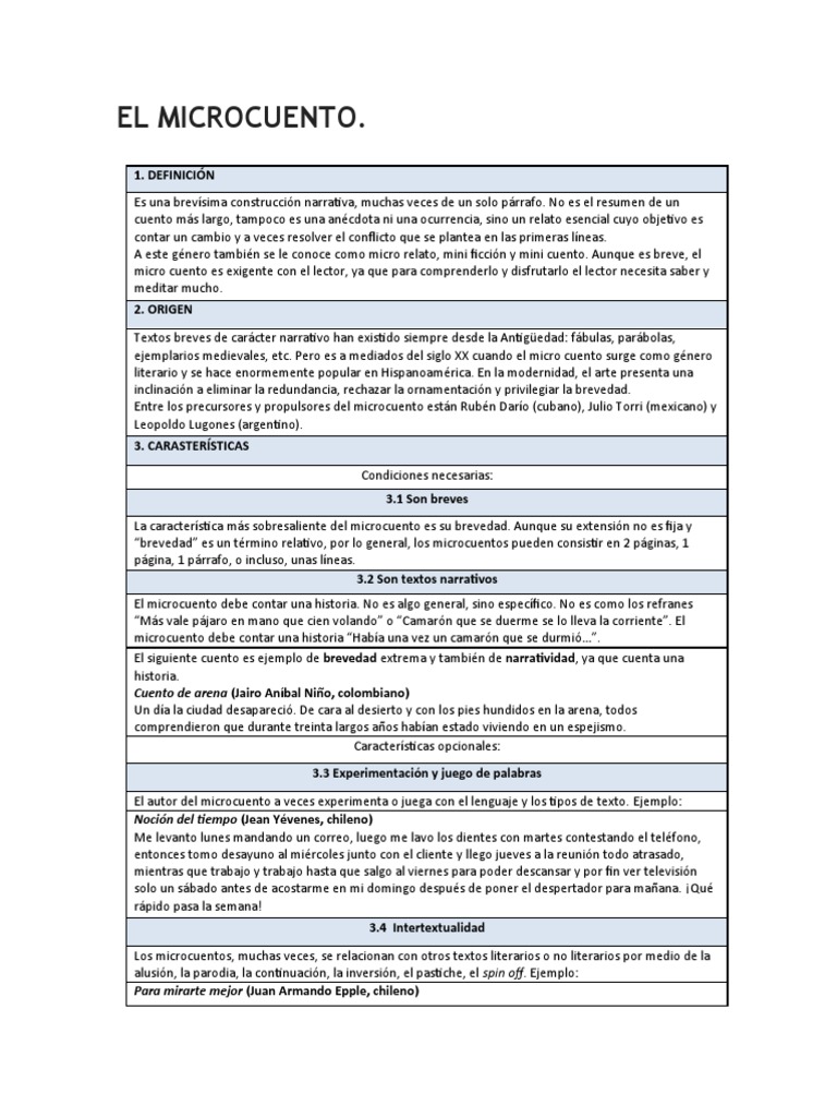 El Microcuento | PDF | Cuentos