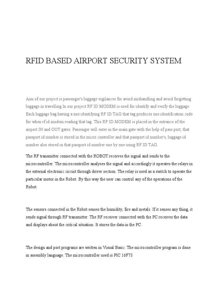 Rfid Based Airport Security System | PDF | Radio Frequency ...