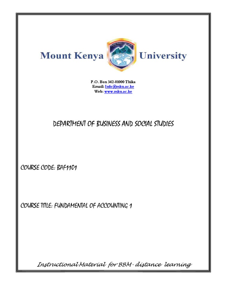 MKU Fundamentals of Accounting 1 Course Guide | PDF | Balance Sheet ...