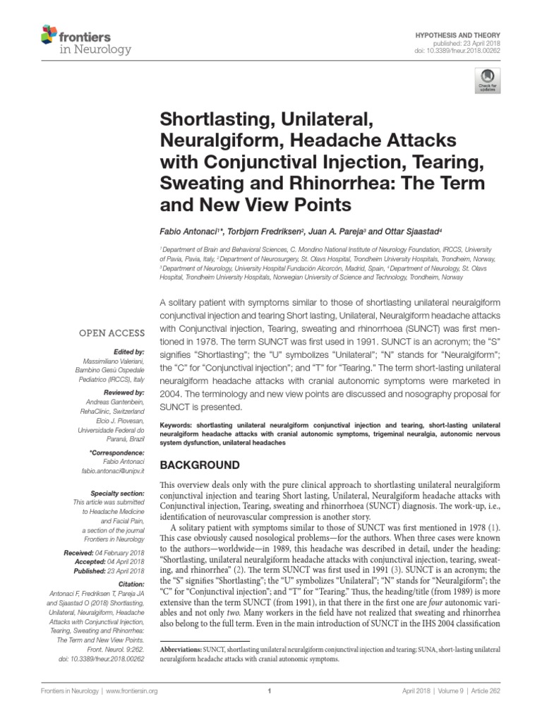 SUNCT | PDF | Headache | Neurology