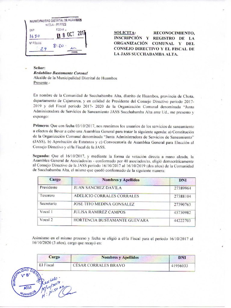 Solicitud JASS | PDF