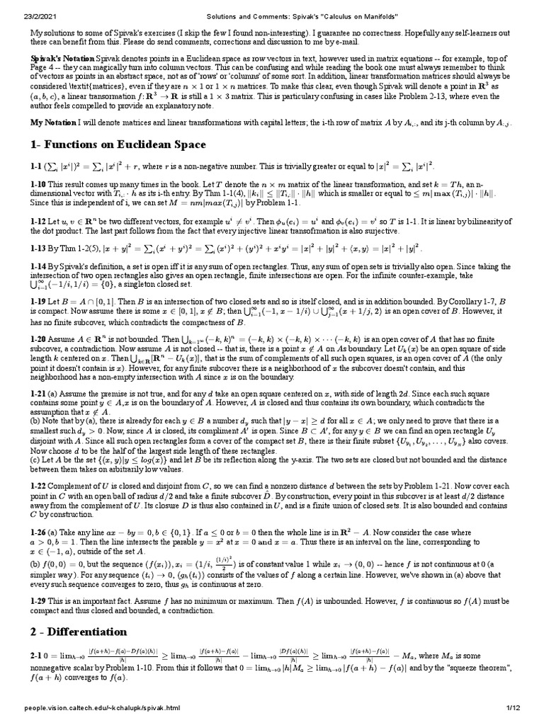 Spivak Solucionario 2 | PDF | Linear Map | Matrix (Mathematics)