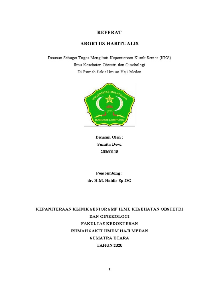 Referat Abortus Habitualis by Sumita Dewi | PDF | Sains & Matematika