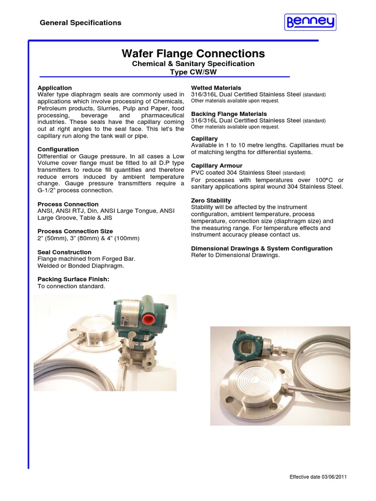 Wafer Flange Connections: General Specifications | PDF | Stainless ...