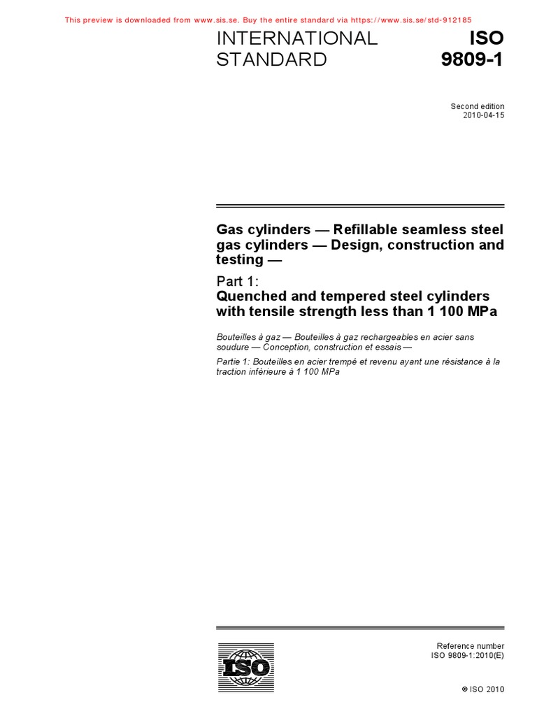 Iso 9809 1 2010 en PDF | Download Free PDF | International Organization ...