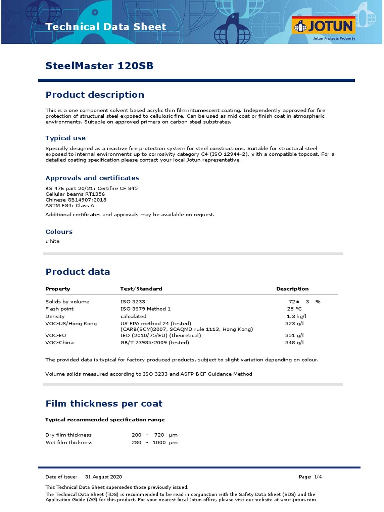 Steelmaster 120Sb: Technical Data Sheet | PDF | Epoxy | Coating
