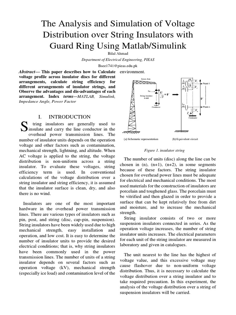 The Analysis and Simulation of Voltage Distribution Over String Insulators With Guard Ring Using ...
