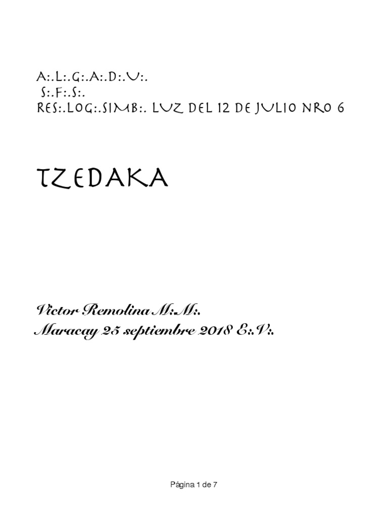Tzedaka Pieza Arquitectura | PDF | Masonería | Justicia