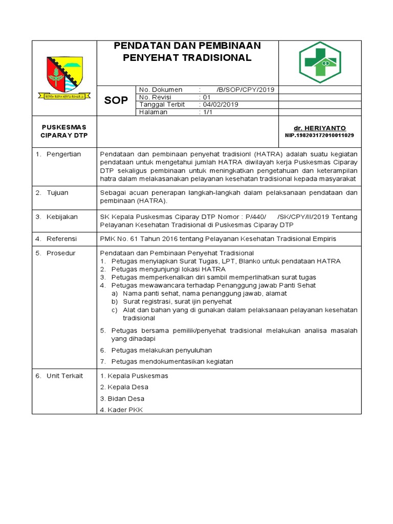 Sop Pendataan Dan Pembinaan Hatra | PDF