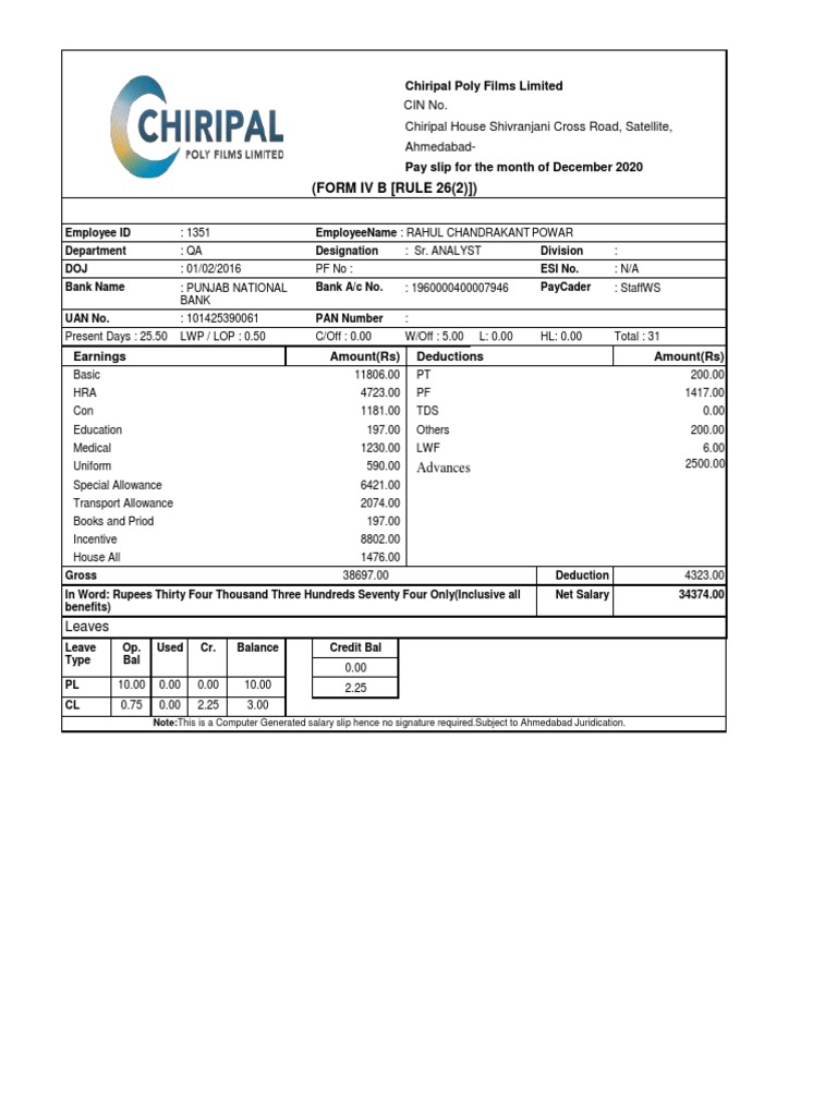 (FORM IV B (RULE 26 (2) ) ) : Chiripal Poly Films Limited | PDF ...