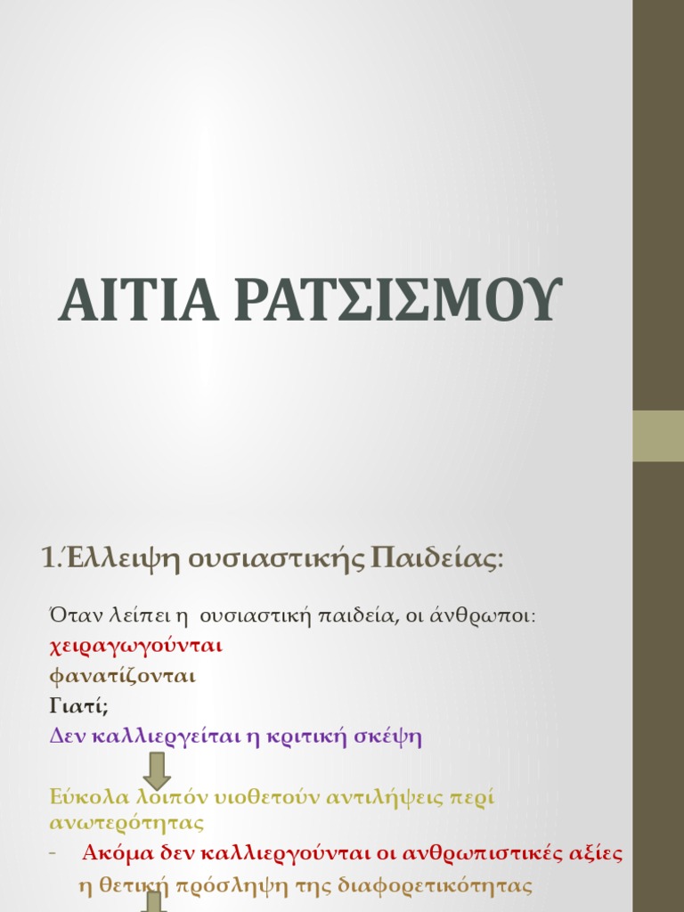 ΑΙΤΙΑ ΣΥΝΕΠΕΙΕΣ ΡΑΤΣΙΣΜΟΥ | PDF
