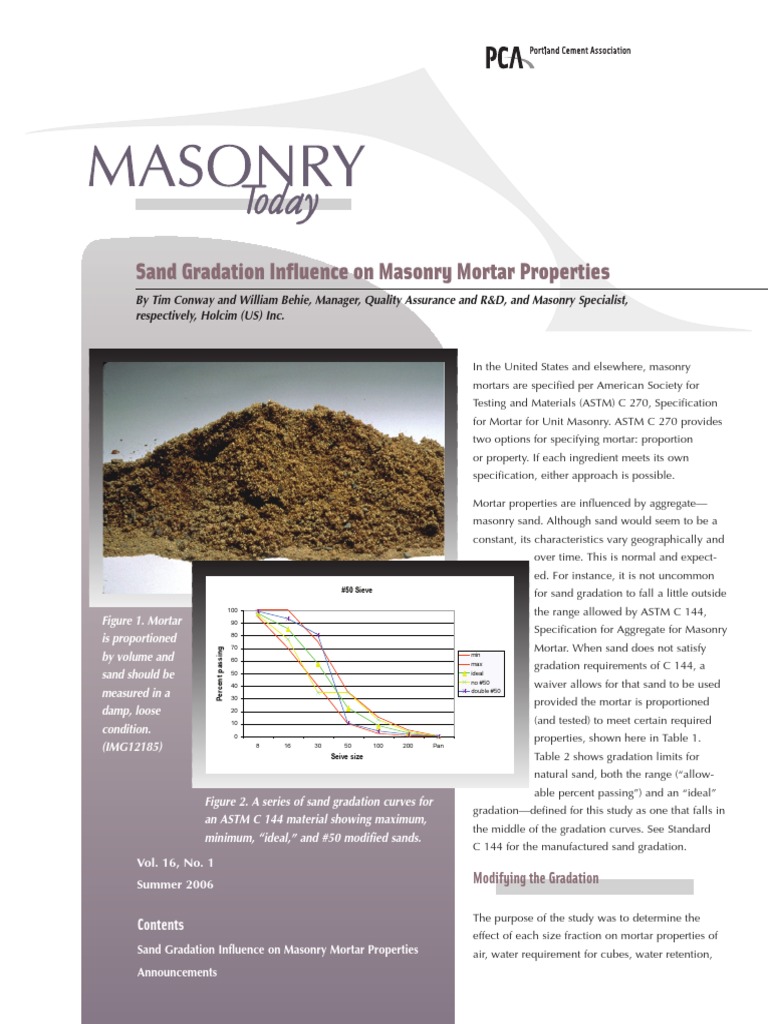 2006 PCA Sand-Gradation | PDF | Mortar (Masonry) | Sand