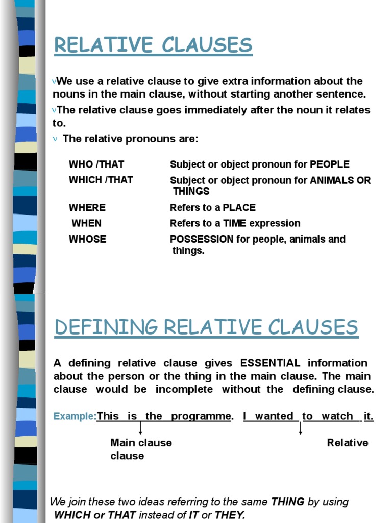 Relative Clauses | PDF | Clause | Pronoun