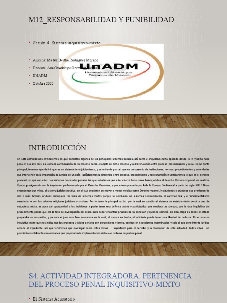 M12 - Responsabilidad Y Punibilidad: Sesión 4. Sistema Inquisitivo-Mixto | PDF | Procedimiento ...