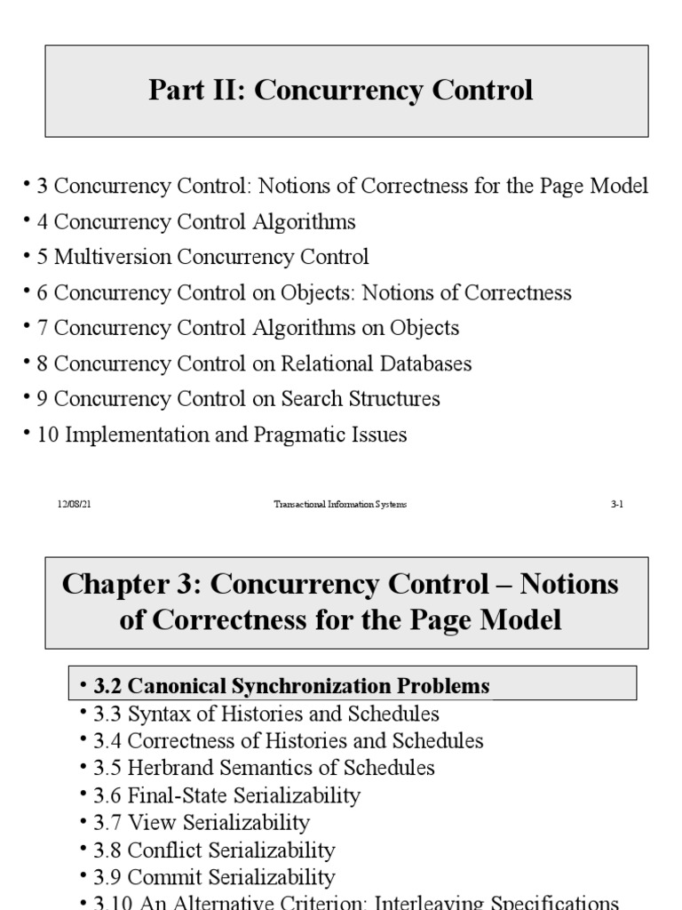 Part II: Concurrency Control: 12/08/21 Transactional Information Systems 3-1 | PDF | Information ...