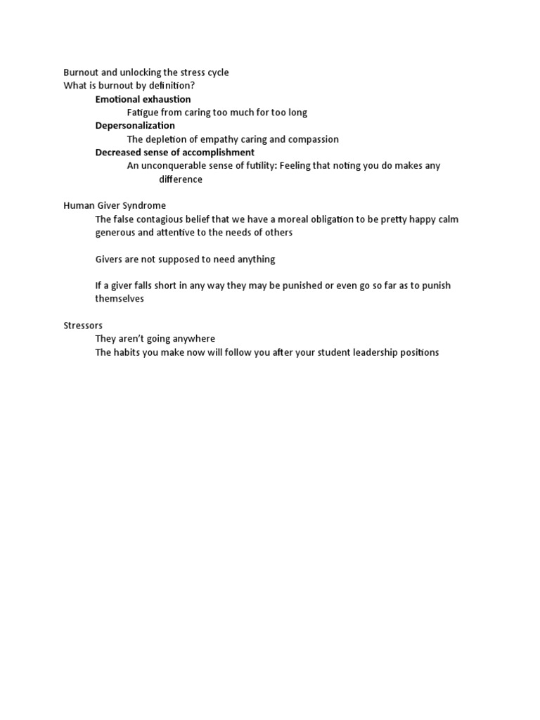 Burnout and Unlocking The Stress Cycle | PDF