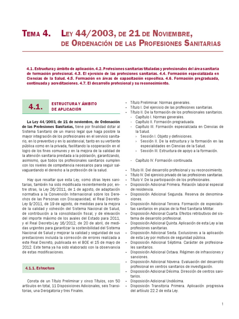 TEMA 4.ley 44-2003 | PDF | Dietético | Terapia física