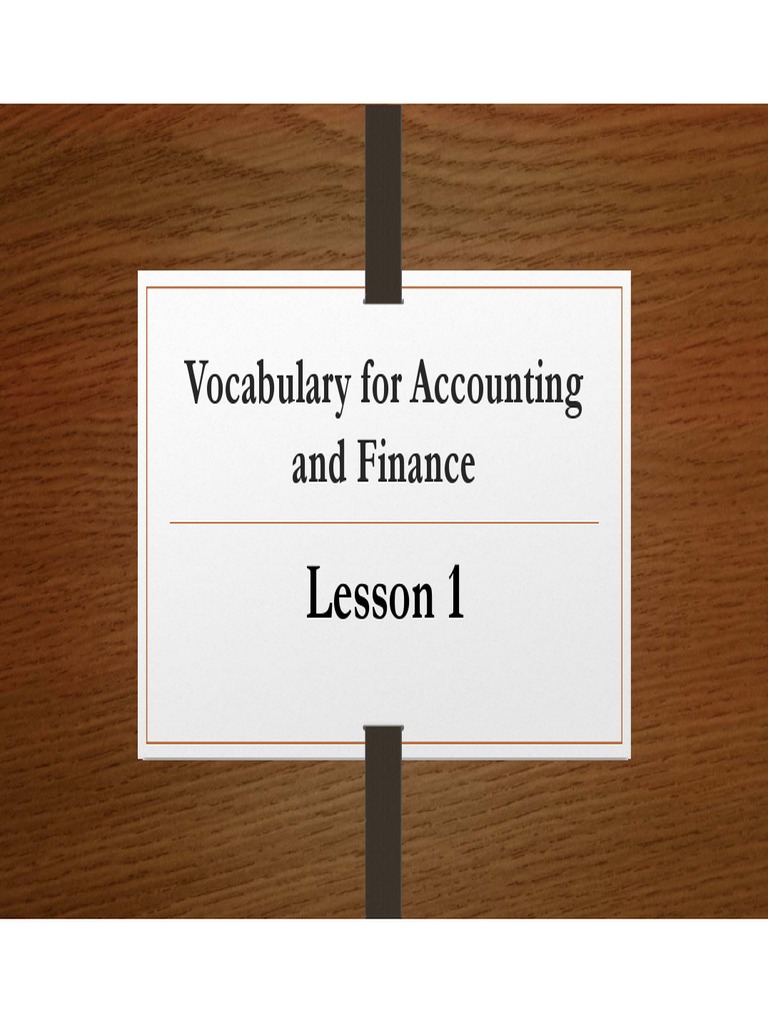 Vocabulary For Accounting and Finance 1 | PDF