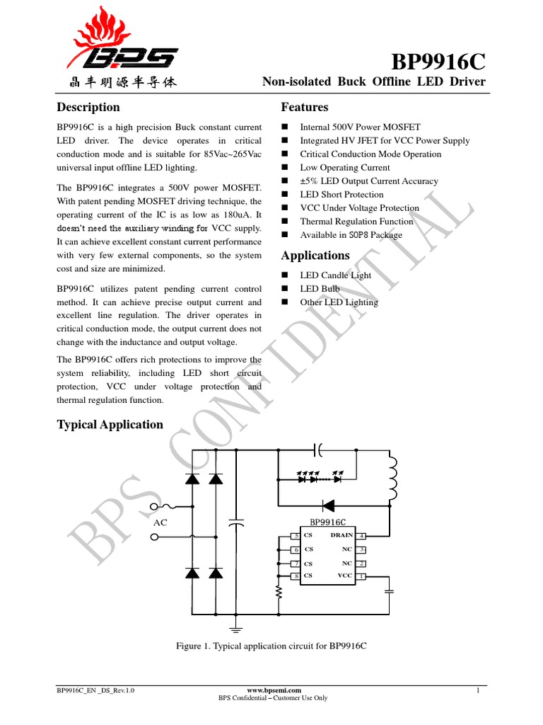 Non-Isolated Buck Offline LED Driver Description Features | PDF | Power ...