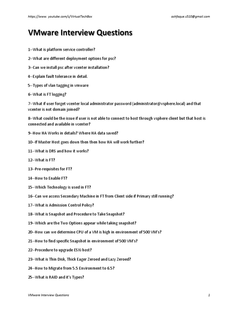 VMware Interview Questions | PDF | V Mware | Virtual Machine