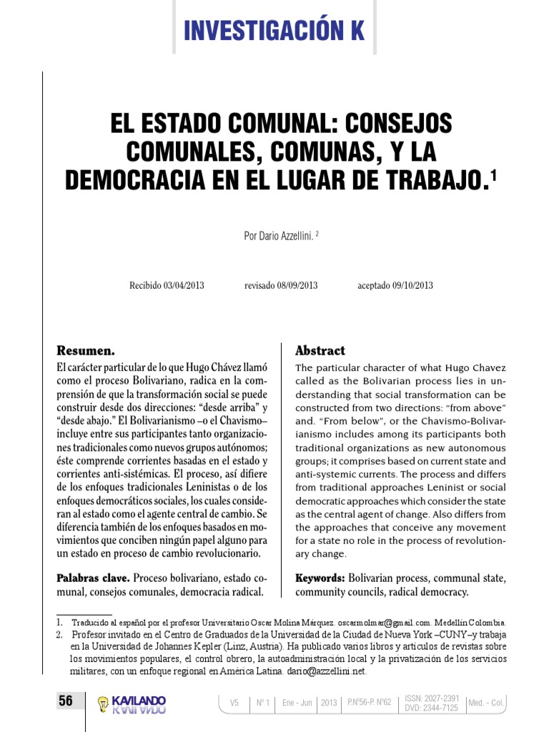 El Estado Comunal en Venezuela | PDF | Hugo Chavez | Estado (política)