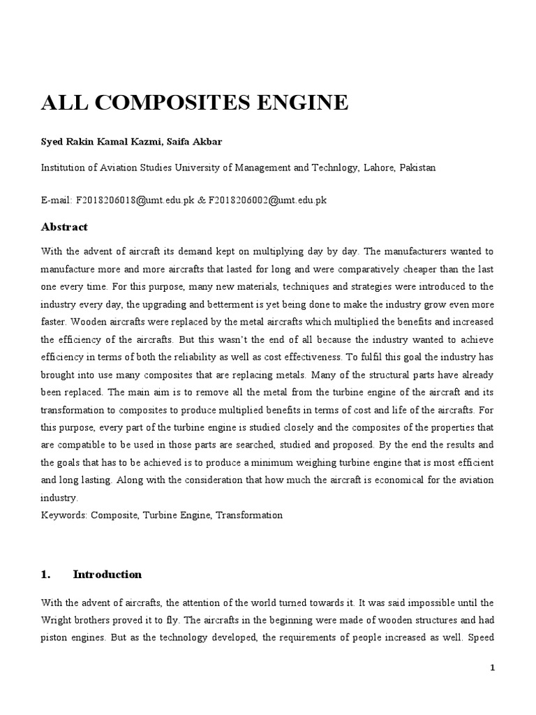 All Composite Engine | PDF | Composite Material | Gas Turbine