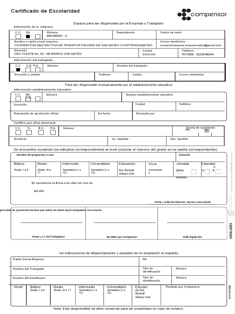 Formato Certificado Escolaridad | Pdf