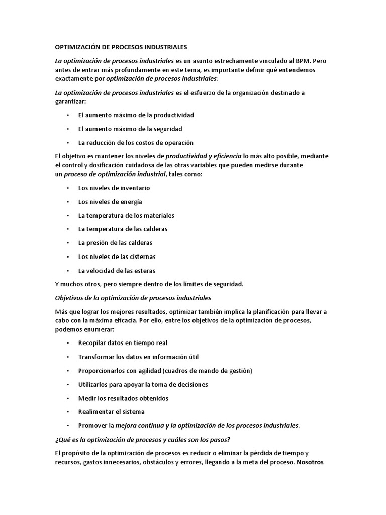 Optimización de Procesos Industriales | PDF | Lluvia de ideas ...