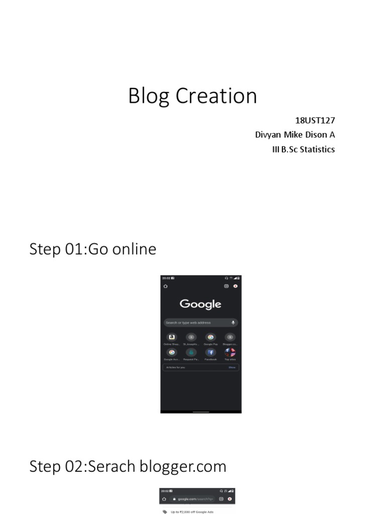 Blog Creation: 18UST127 Divyan Mike Dison A III B.SC Statistics | PDF ...