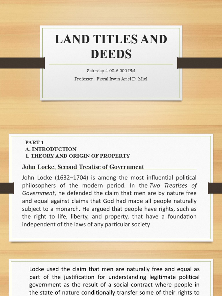 Land Titles and Deeds - Powerpoint | PDF | John Locke | Property