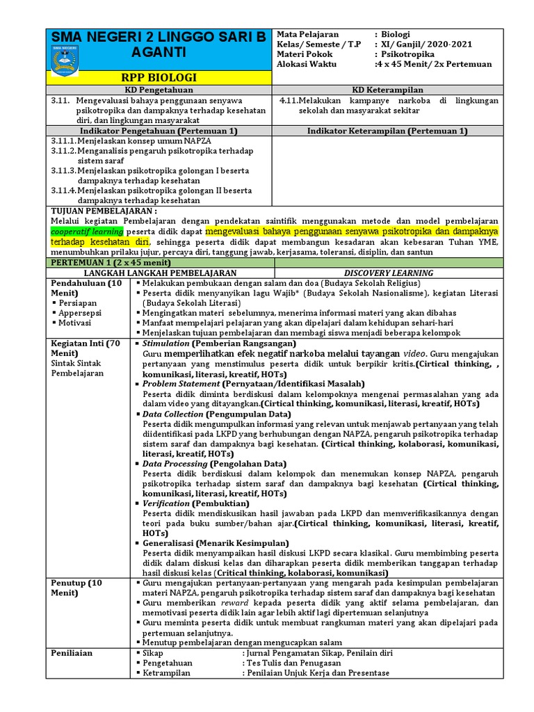 Xi. 1 RPP KD 3.11 Ok | PDF | Sains & Matematika