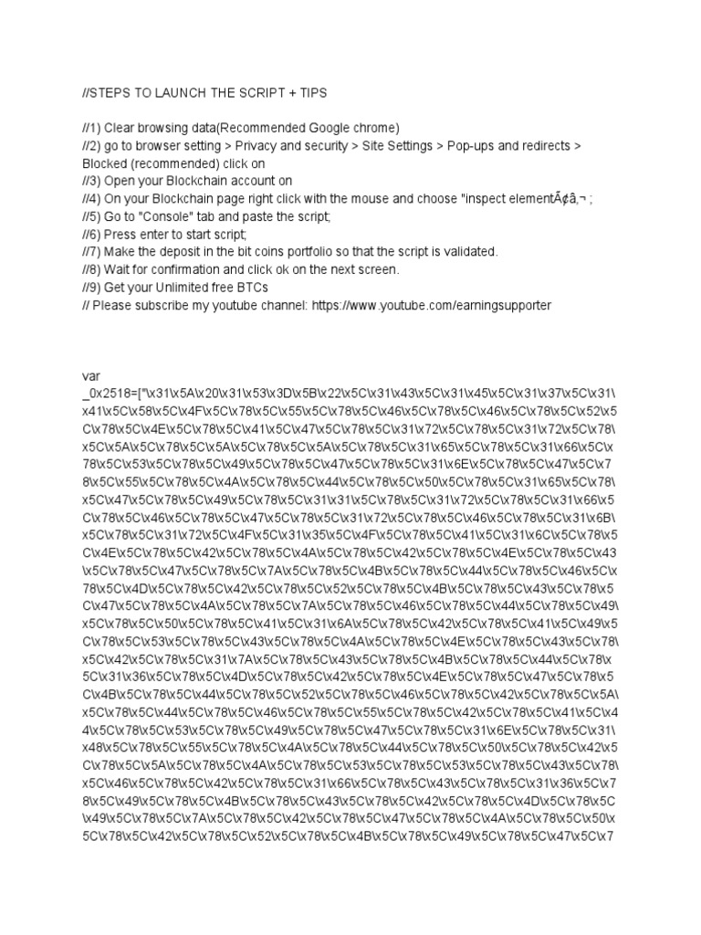 Free BTC Script Setup Guide | PDF | Text | Encodings