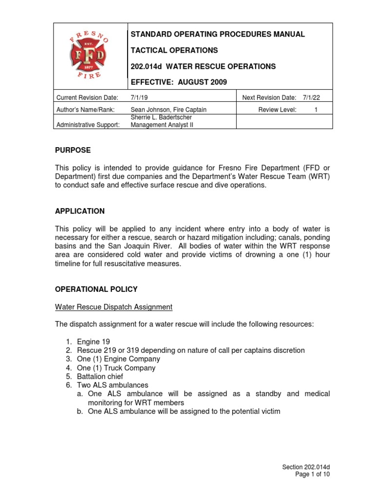 202.014d - Water Rescue Operations | PDF | Scuba Diving | Underwater Diving