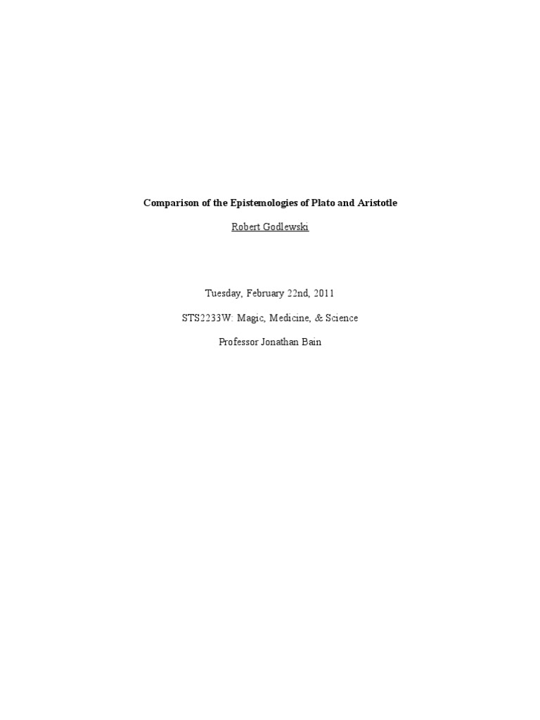 Paper 1 - Epistemologies of Plato and Aristotle | PDF | Plato ...