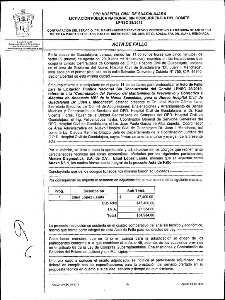 Acta de Fallo LSC29 | PDF